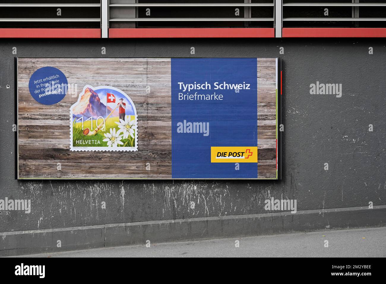 Advertising poster The Post stamp, Switzerland Stock Photo - Alamy