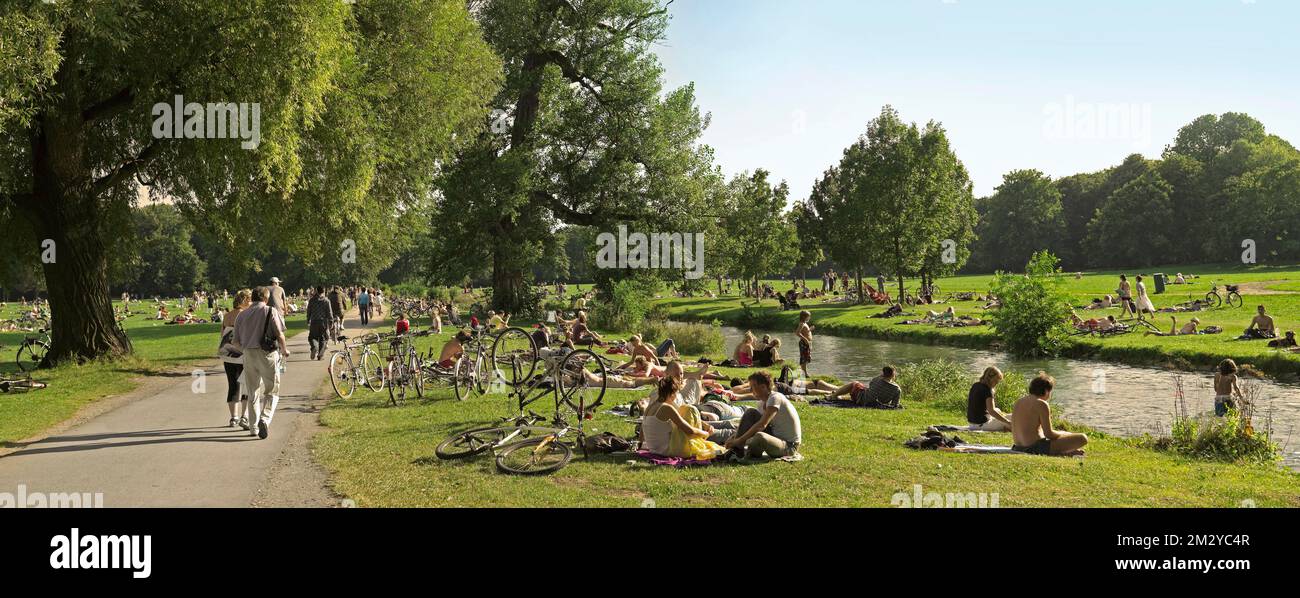 Summer atmosphere, English Garden, Munich, Bavaria, Germany Stock Photo ...