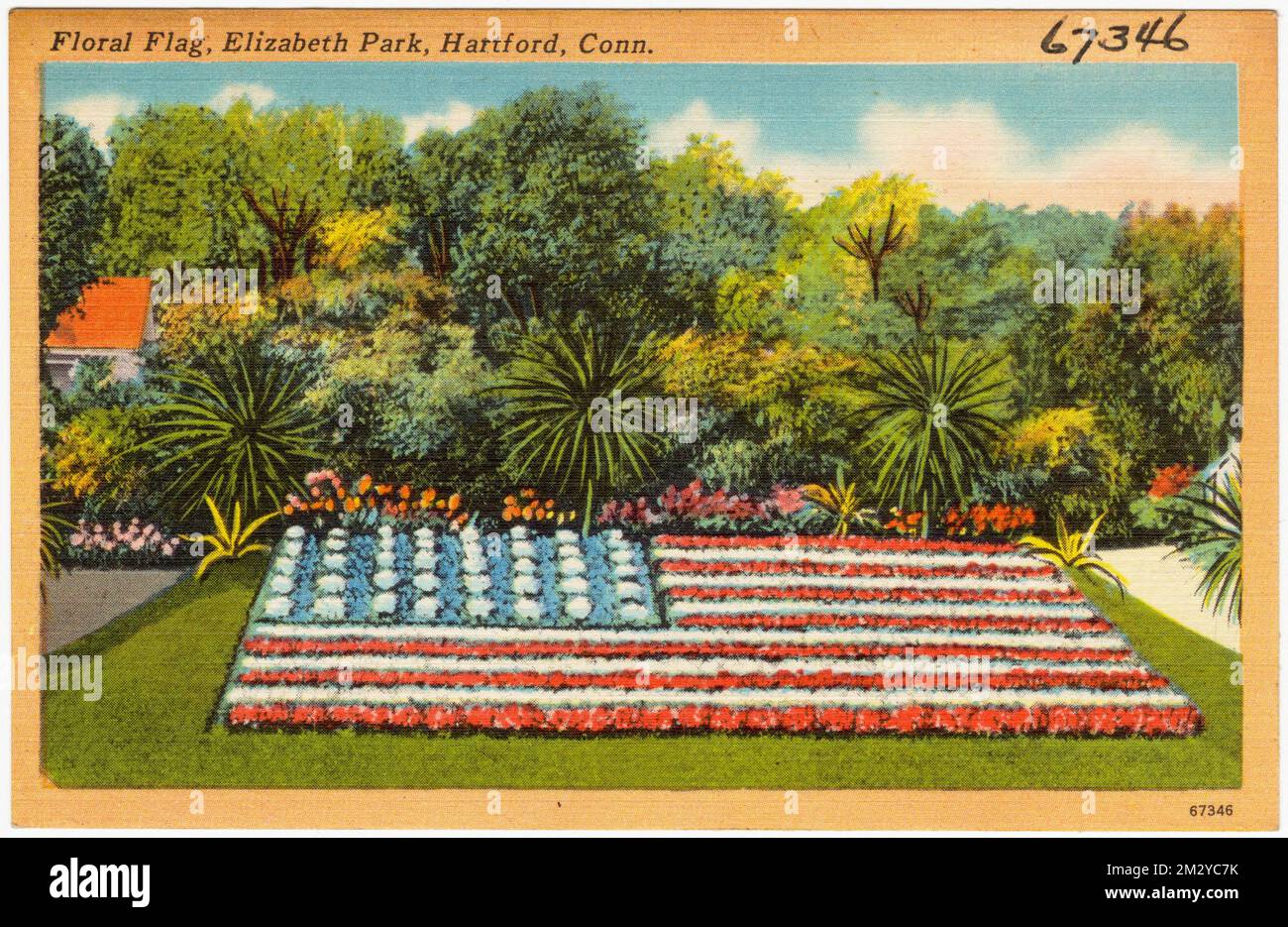 Floral Flag, Elizabeth Park, Hartford, Conn. , Parks, Tichnor Brothers ...