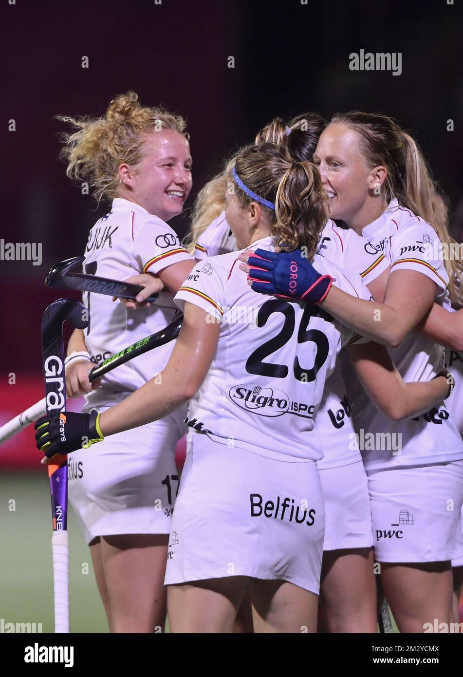 Belgium's Michelle Struijk celebrates with teammates during a hockey ...
