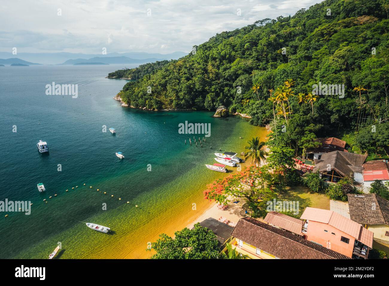 Big island Ilha Grande Abraao beach in Angra dos Reis, Rio de Janeiro ...