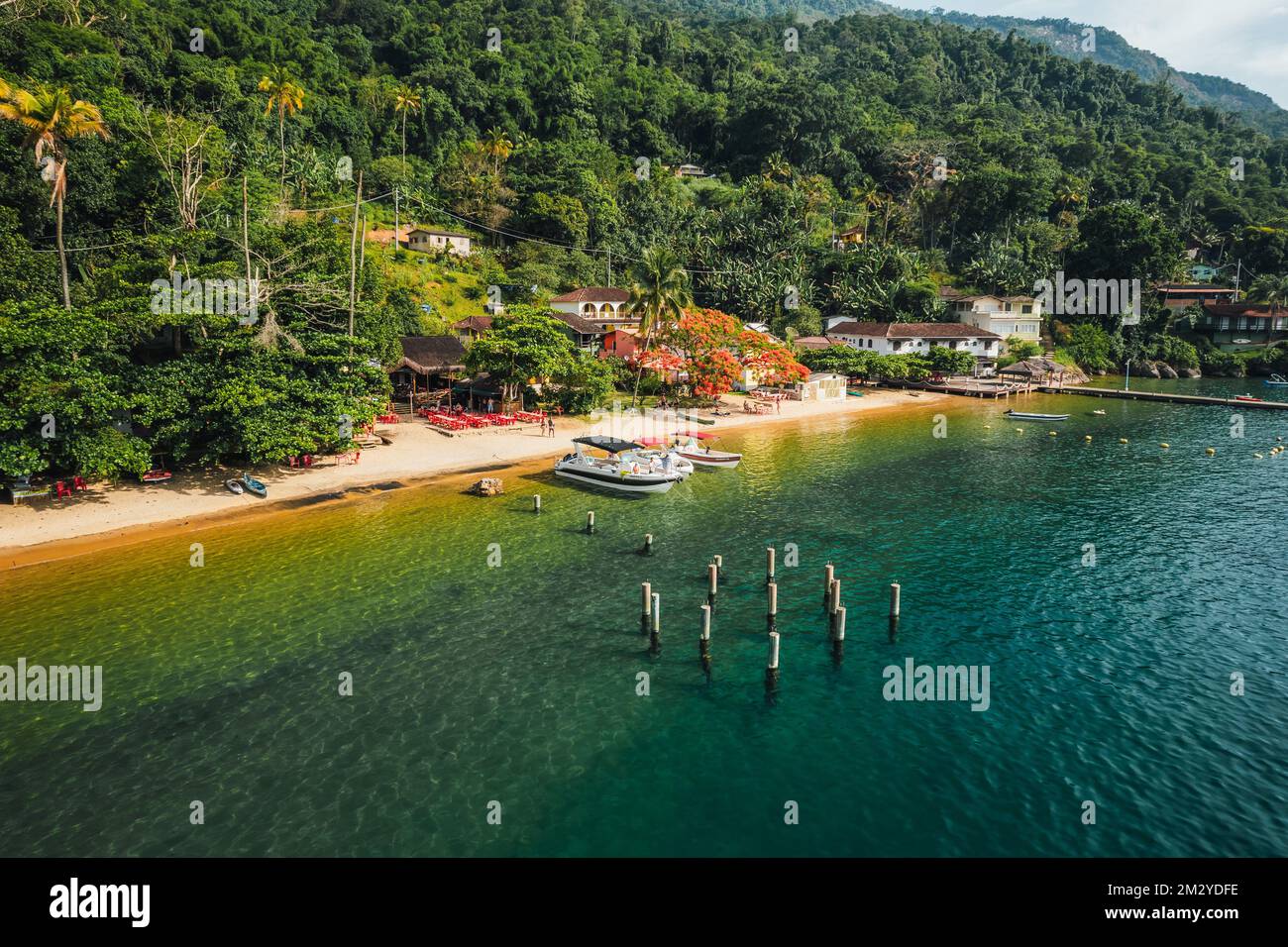 Big island Ilha Grande Abraao beach in Angra dos Reis, Rio de Janeiro ...