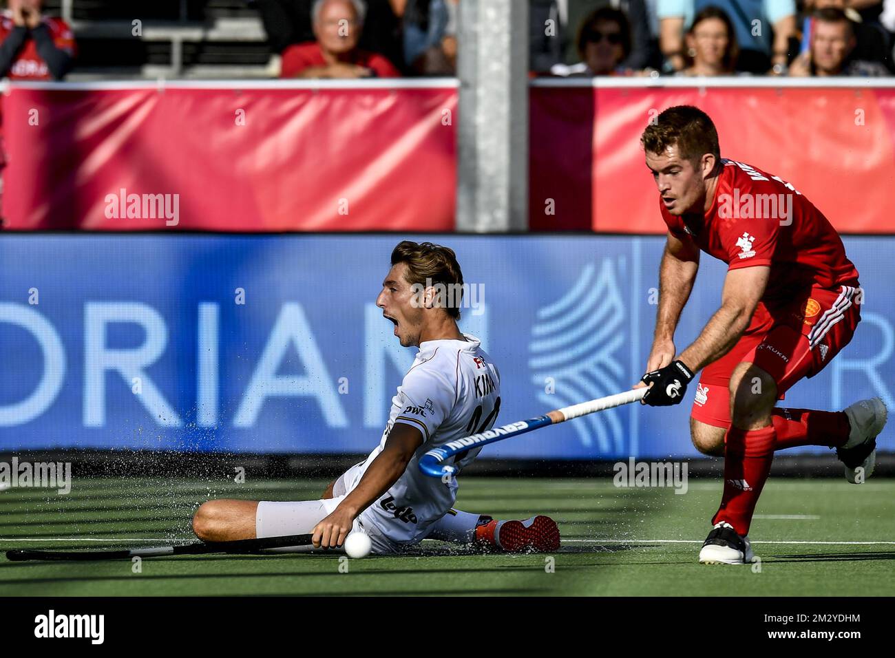 Belgium's Antoine Kina and Britain's Henry Weir pictured in action ...