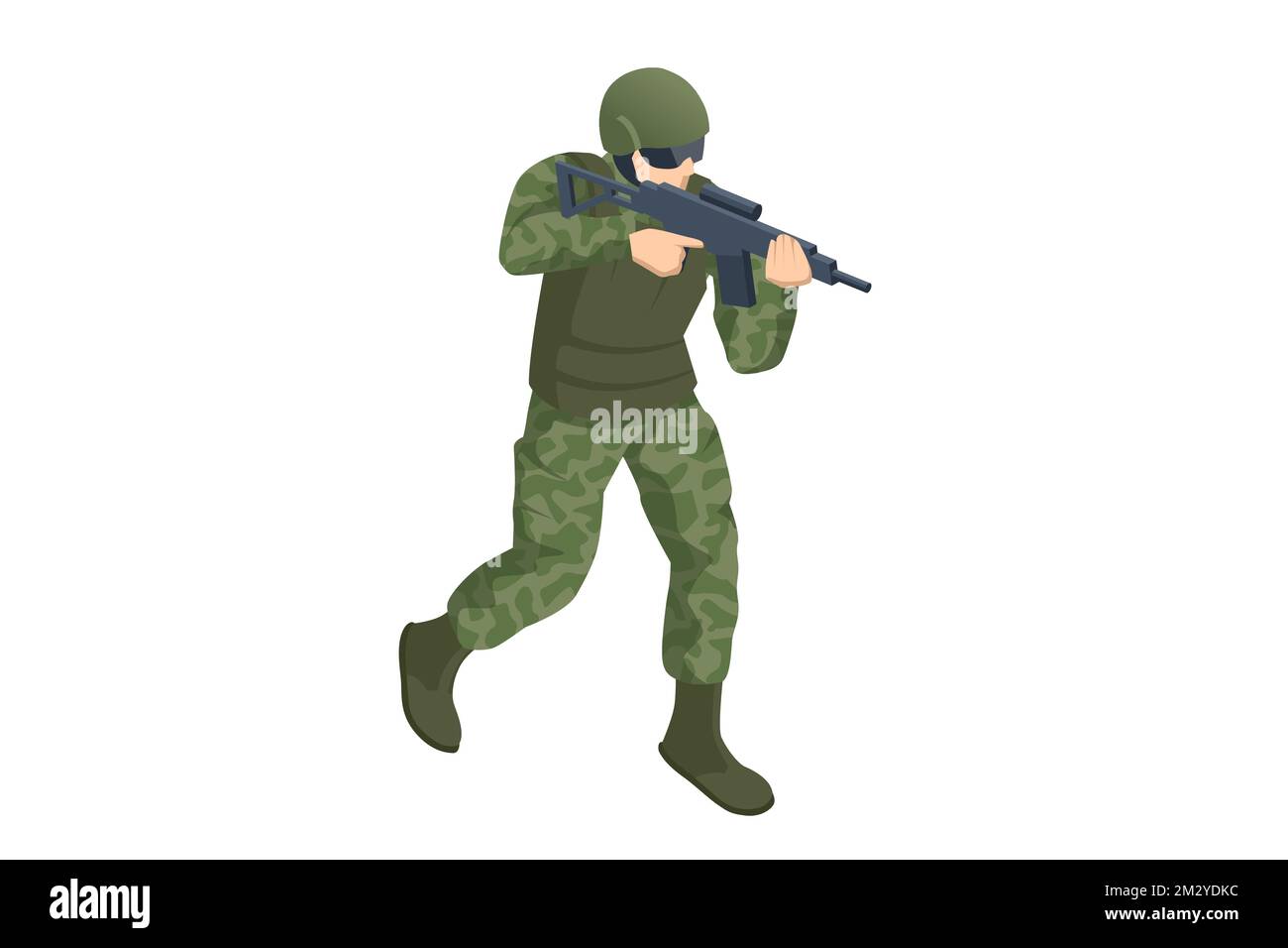 Isometric Special Forces Soldier Police, Swat Team Member. Army Soldier in Protective Combat ...