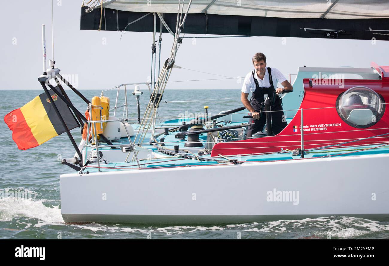 Belgian skipper Denis Van Weynbergh pictured on his boat in Oostende ...