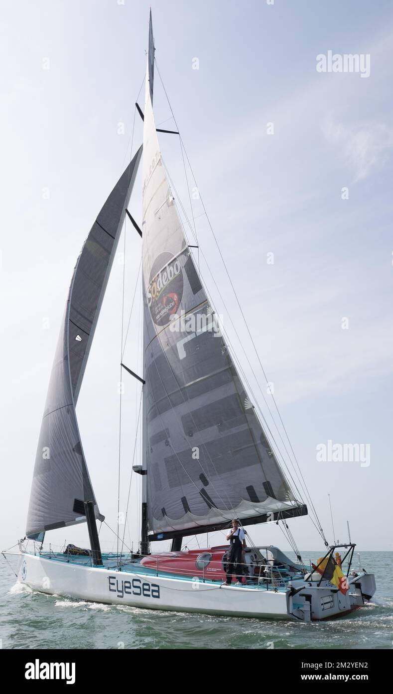 Belgian skipper Denis Van Weynbergh pictured on his boat in Oostende ...