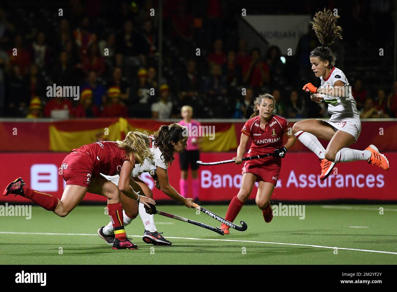 Belgium's Jill Boon, Spain's Lola Riera and Spain's Lucia Jimenez ...