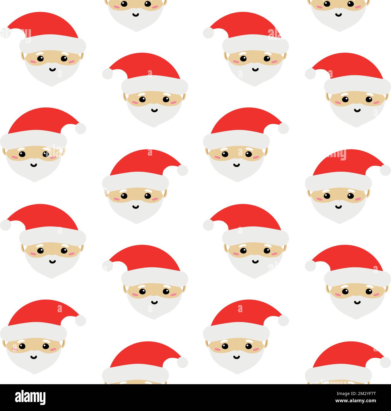 Vector seamless pattern of flat Christmas Santa Claus face isolated on ...