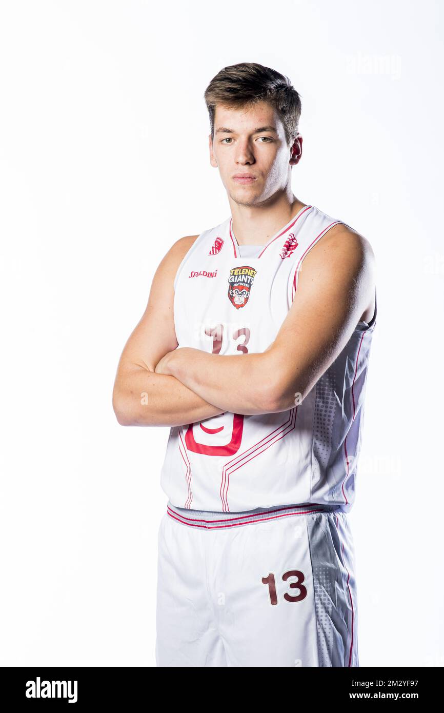 Niels De Ridder poses during a photoshoot of Belgian Basketball team ...
