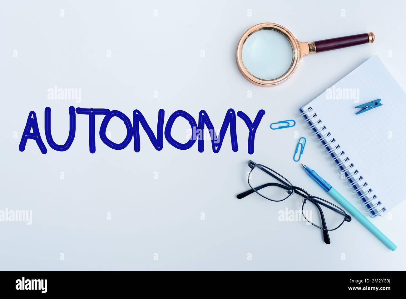 Handwriting text Autonomy. Word Written on vehicle that can guide itself without human ...