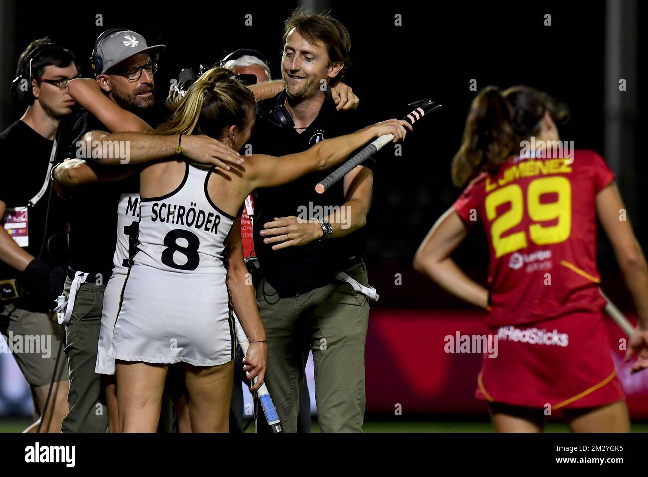 German Anne Schroder and German head coach Xavier Reckinger pictured ...