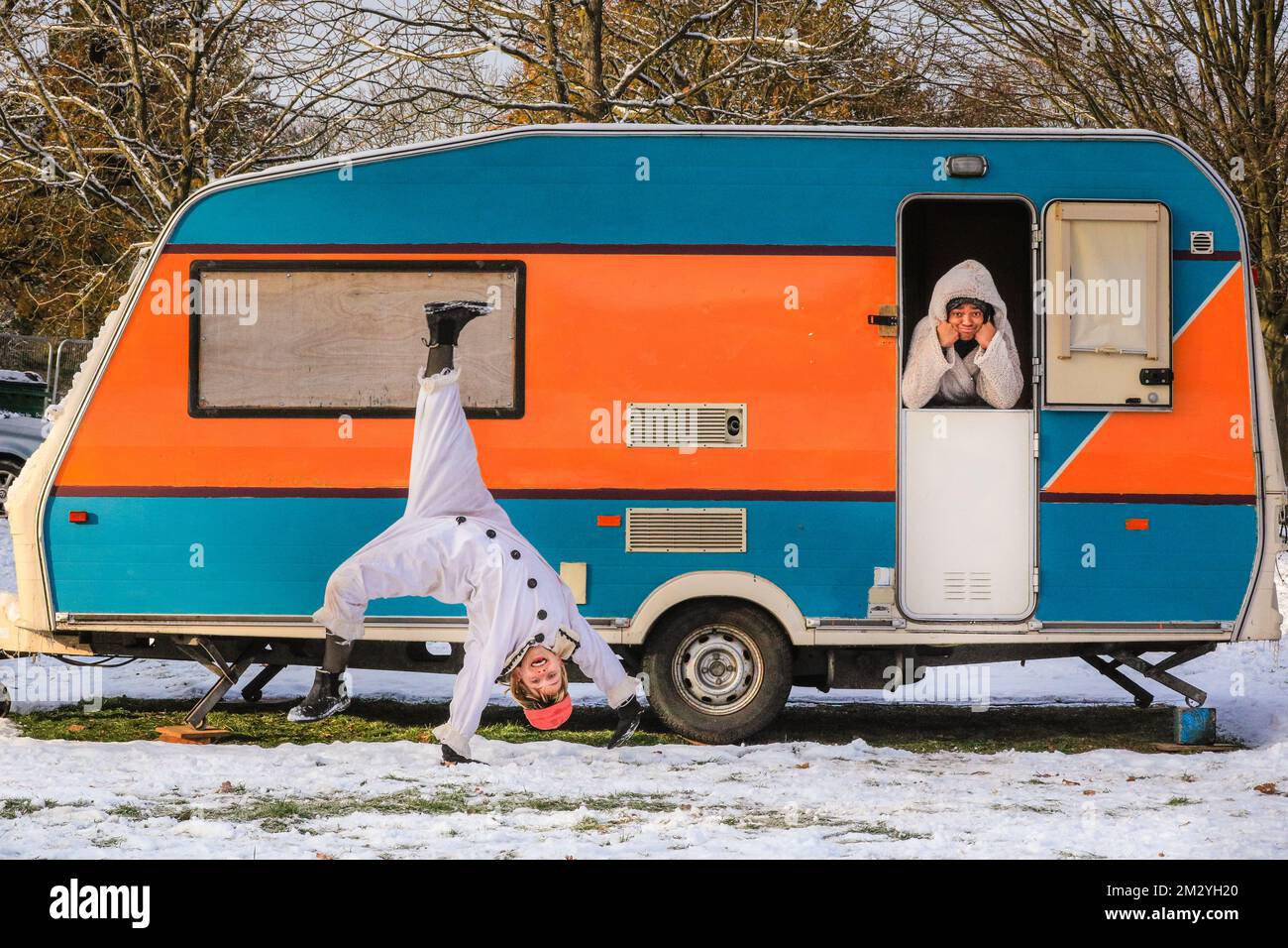 Lewisham London, UK. 14th Dec, 2022. Canadian clown and acrobat Ariella ...