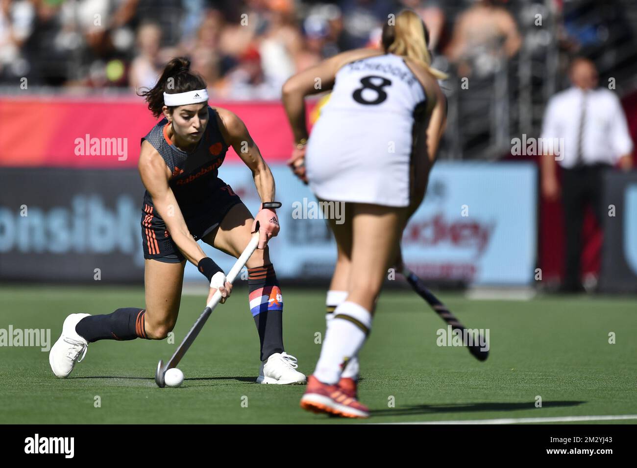 Netherlands' Eva De Groede and German Anne Schroder pictured during a ...