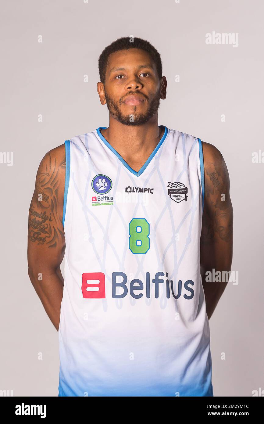 Mons' Justin Cage poses at a photoshoot of Belgian Basketball team ...