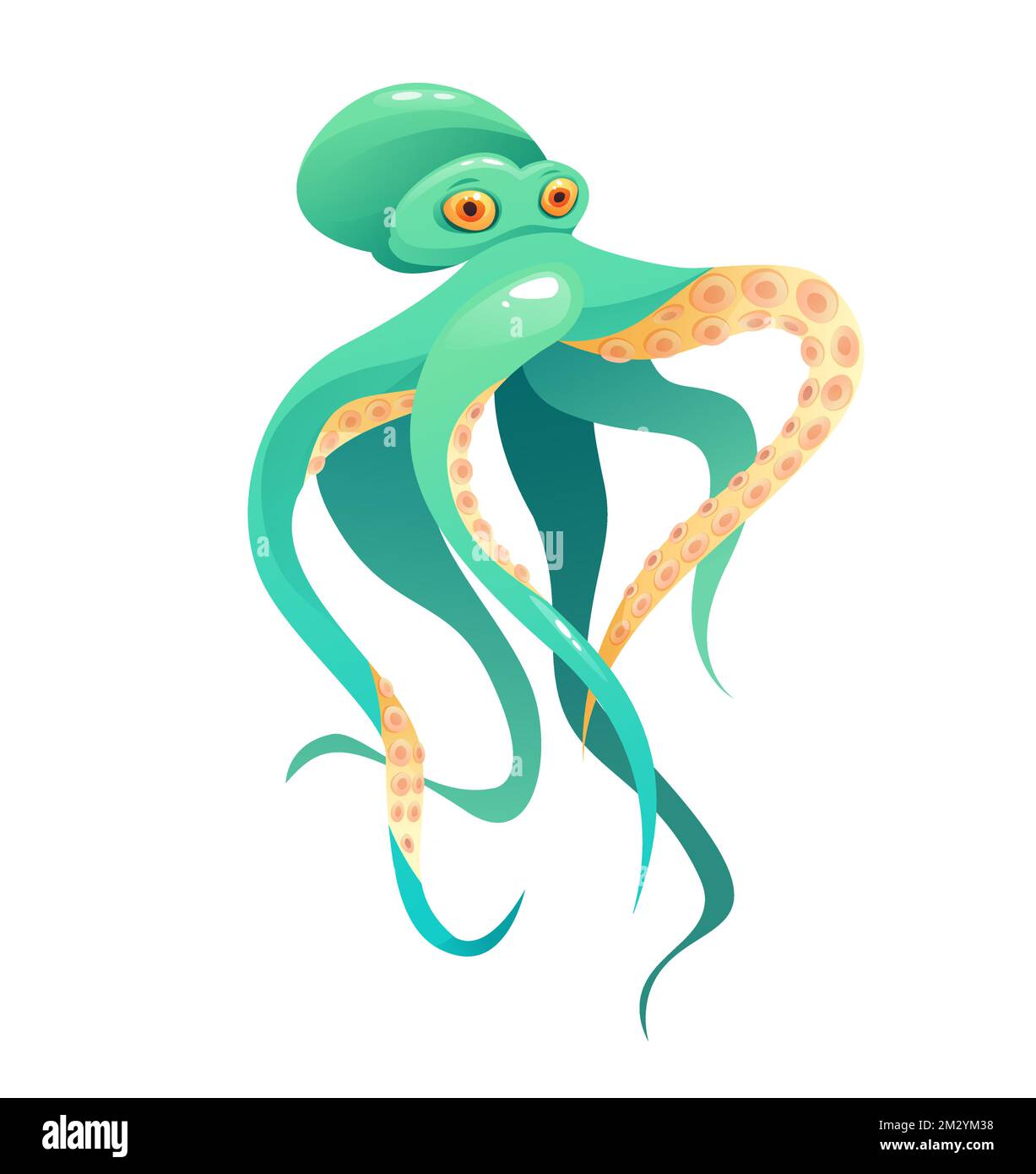 Green octopus cartoon vector illustration. Underwater cute animal Stock ...