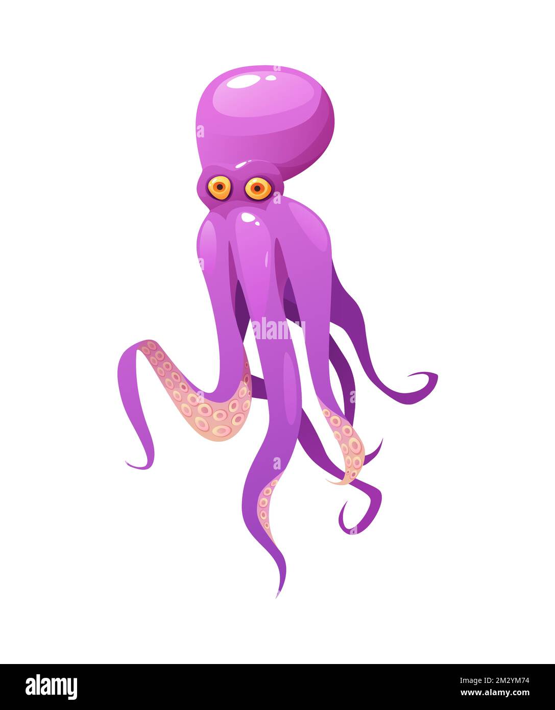 Purple octopus cartoon vector illustration. Underwater cute animal ...
