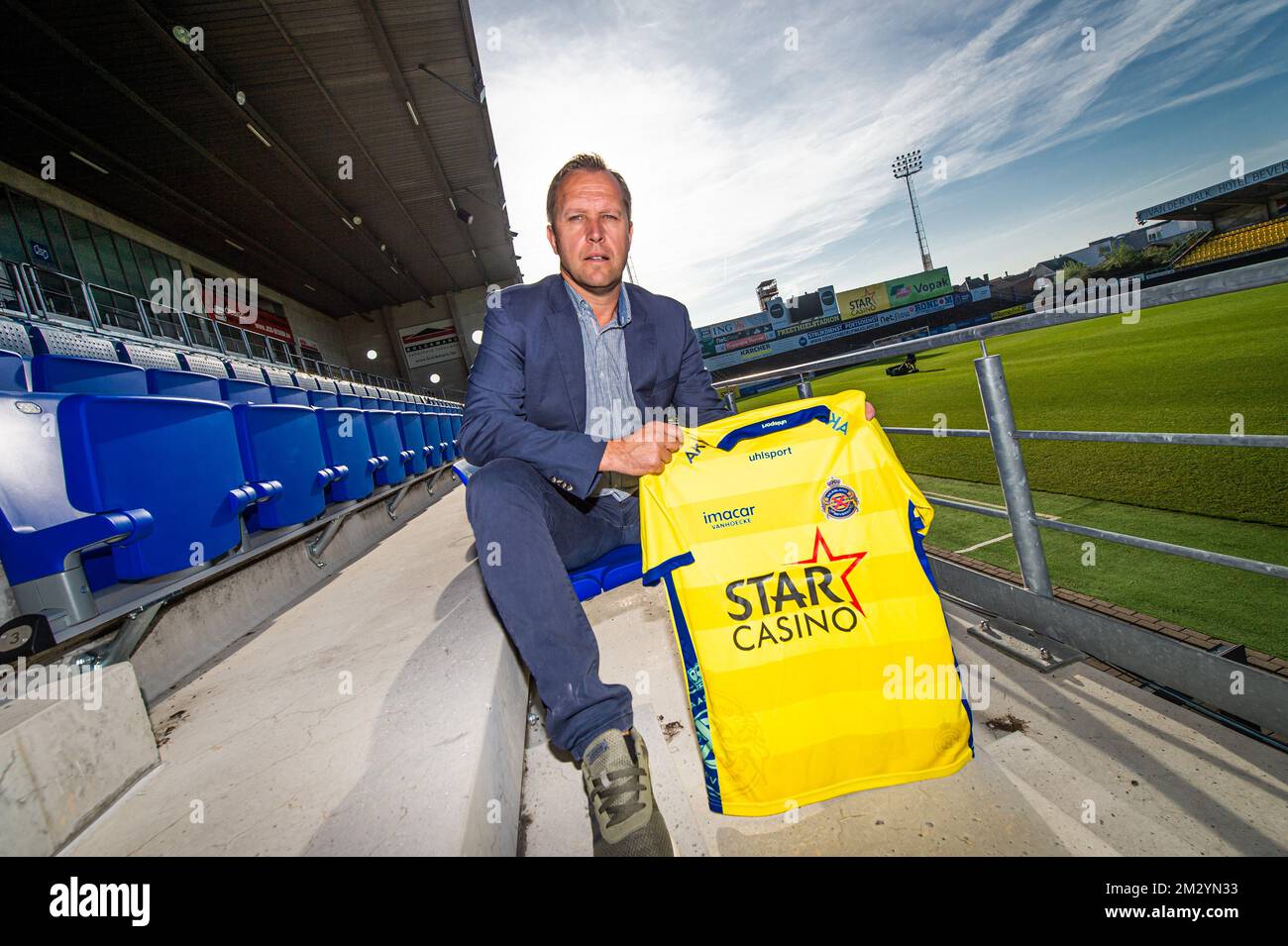 Waasland-Beveren's new head coach Arnauld Mercier poses for the ...