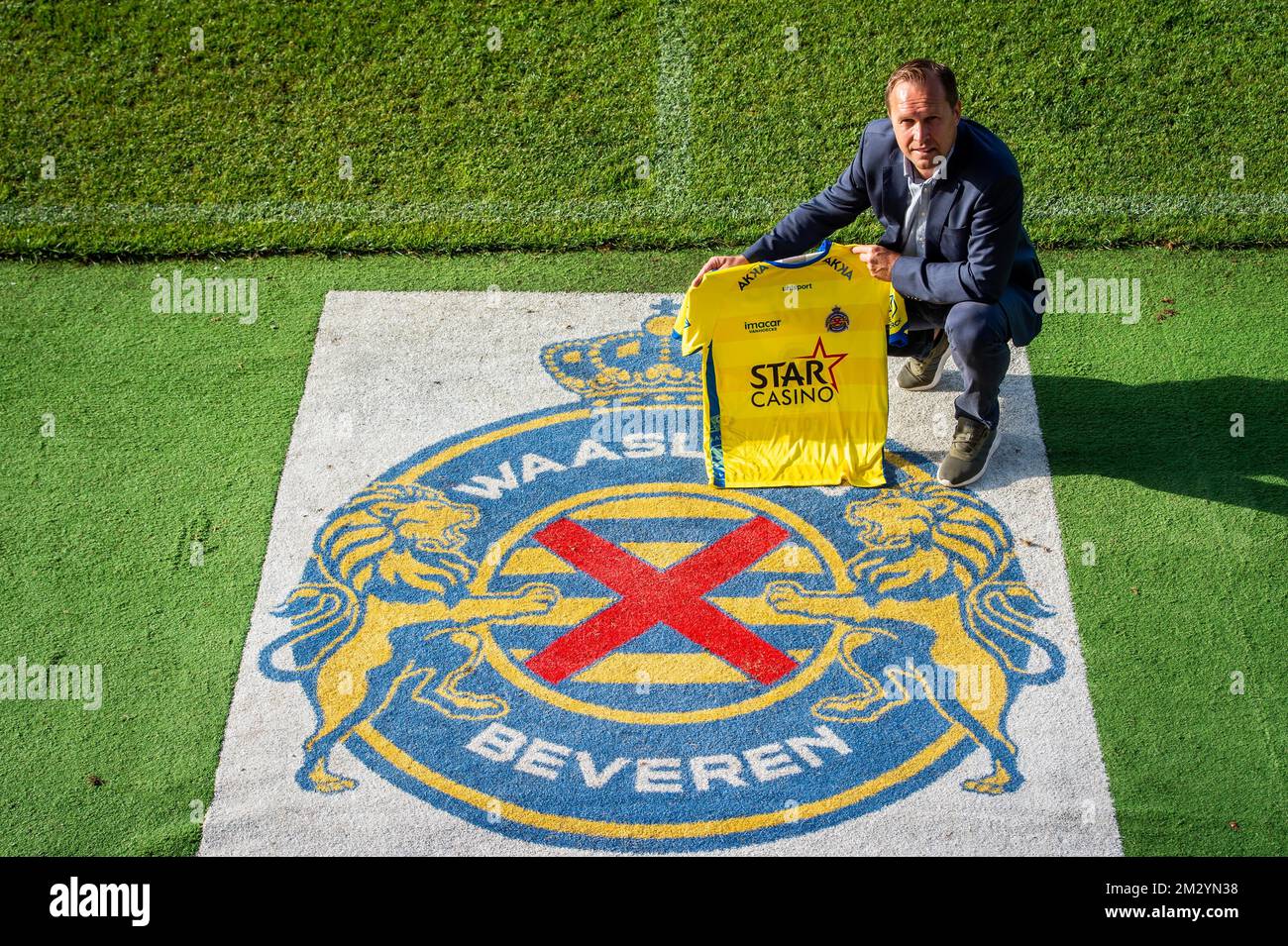 Waasland-Beveren's new head coach Arnauld Mercier poses for the ...
