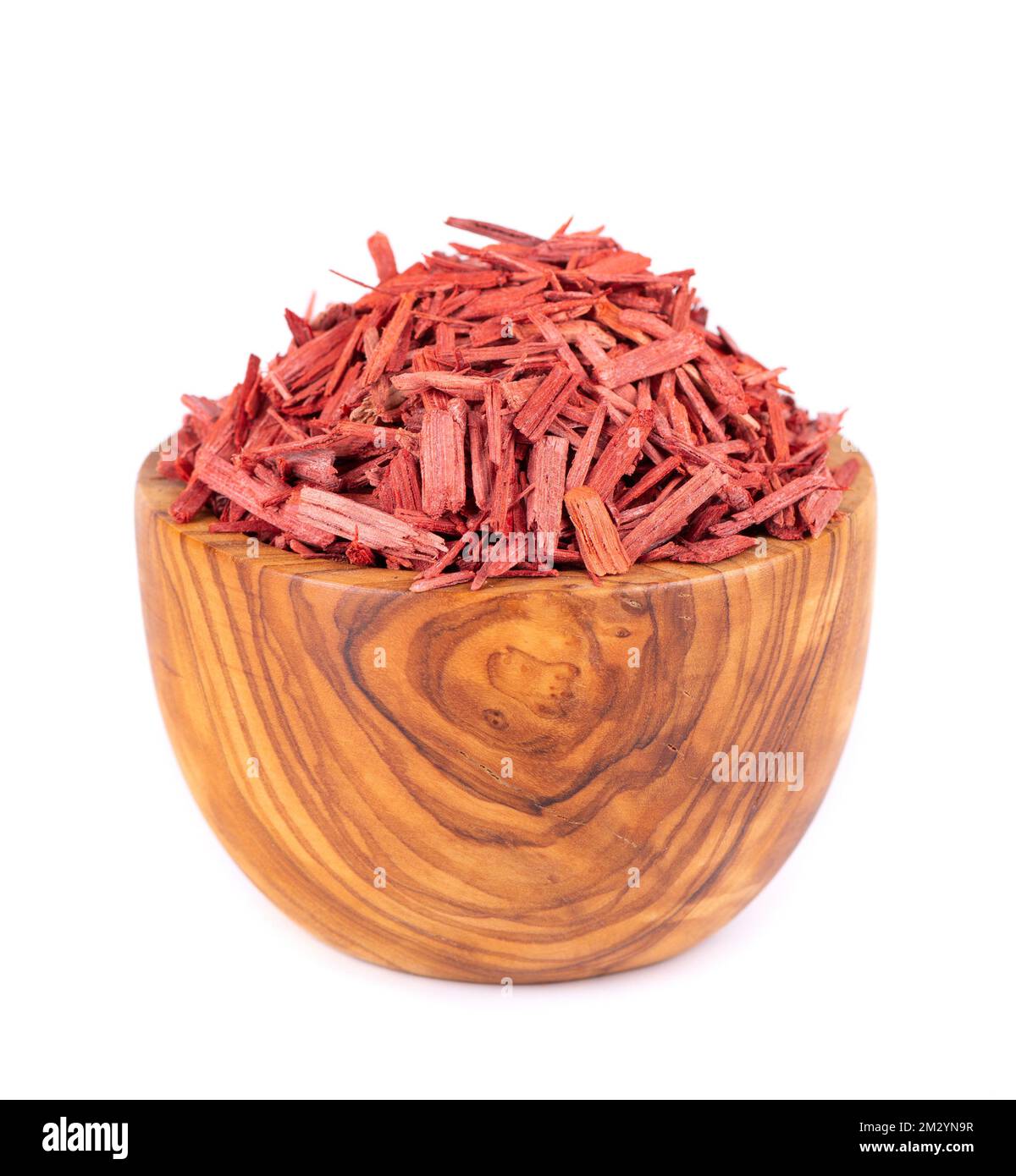 Red Sandalwood incense chips in wooden bowl, isolated on white ...