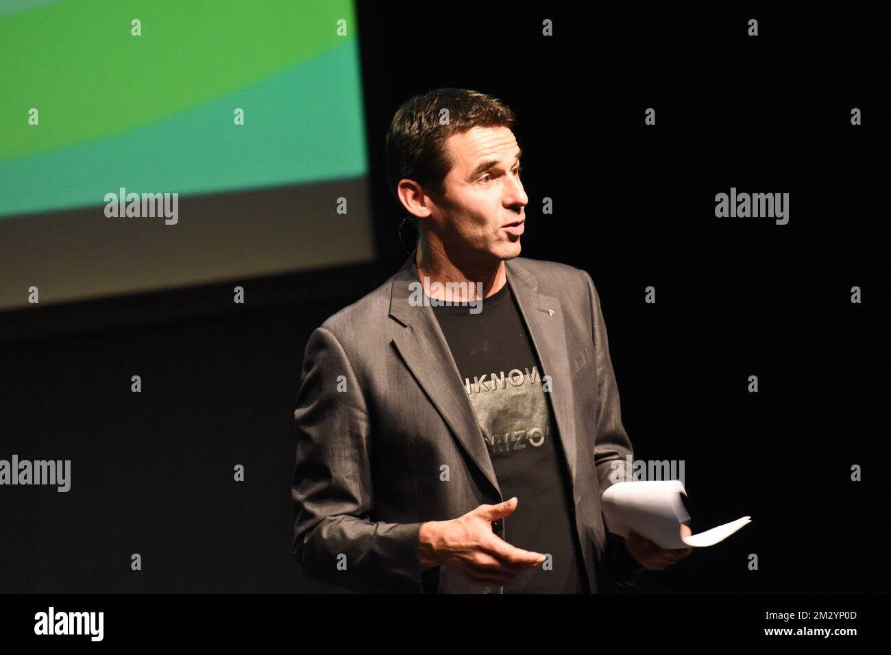 Ecolo co-chairman Jean-Marc Nollet delivers a speech at a party meeting ...