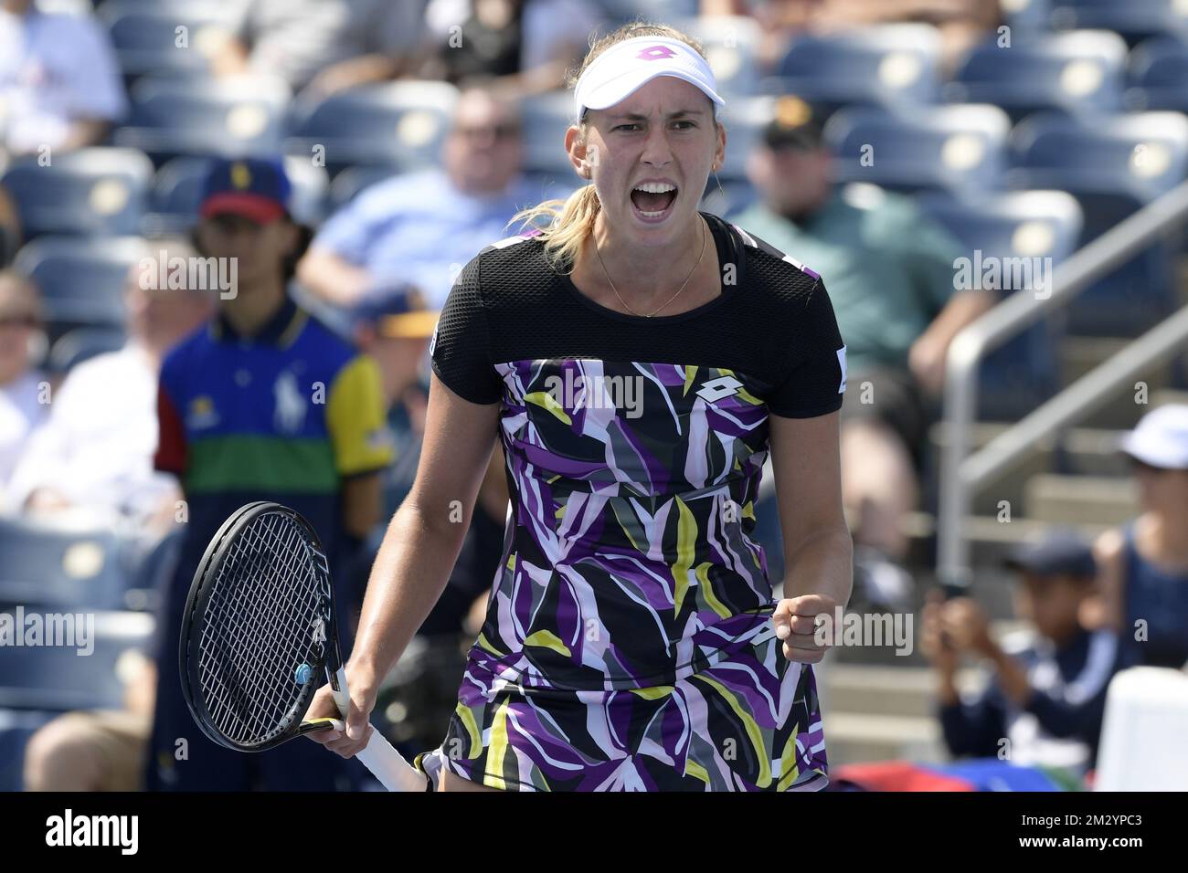 Belgian Elise Mertens (WTA 25) celebrates during a tennis game against ...