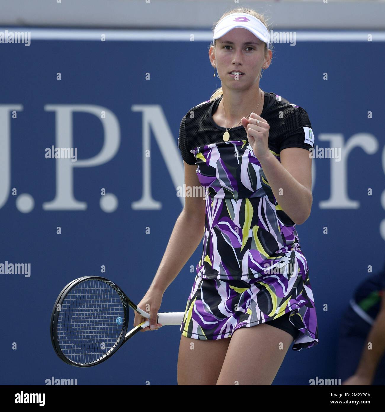 Belgian Elise Mertens (WTA 25) celebrates after winning a tennis game ...