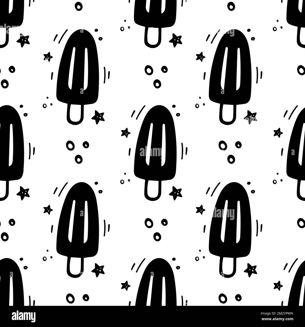 Hand Drawn Ice Cream Seamless Pattern Fast Food Illustration In Doodle