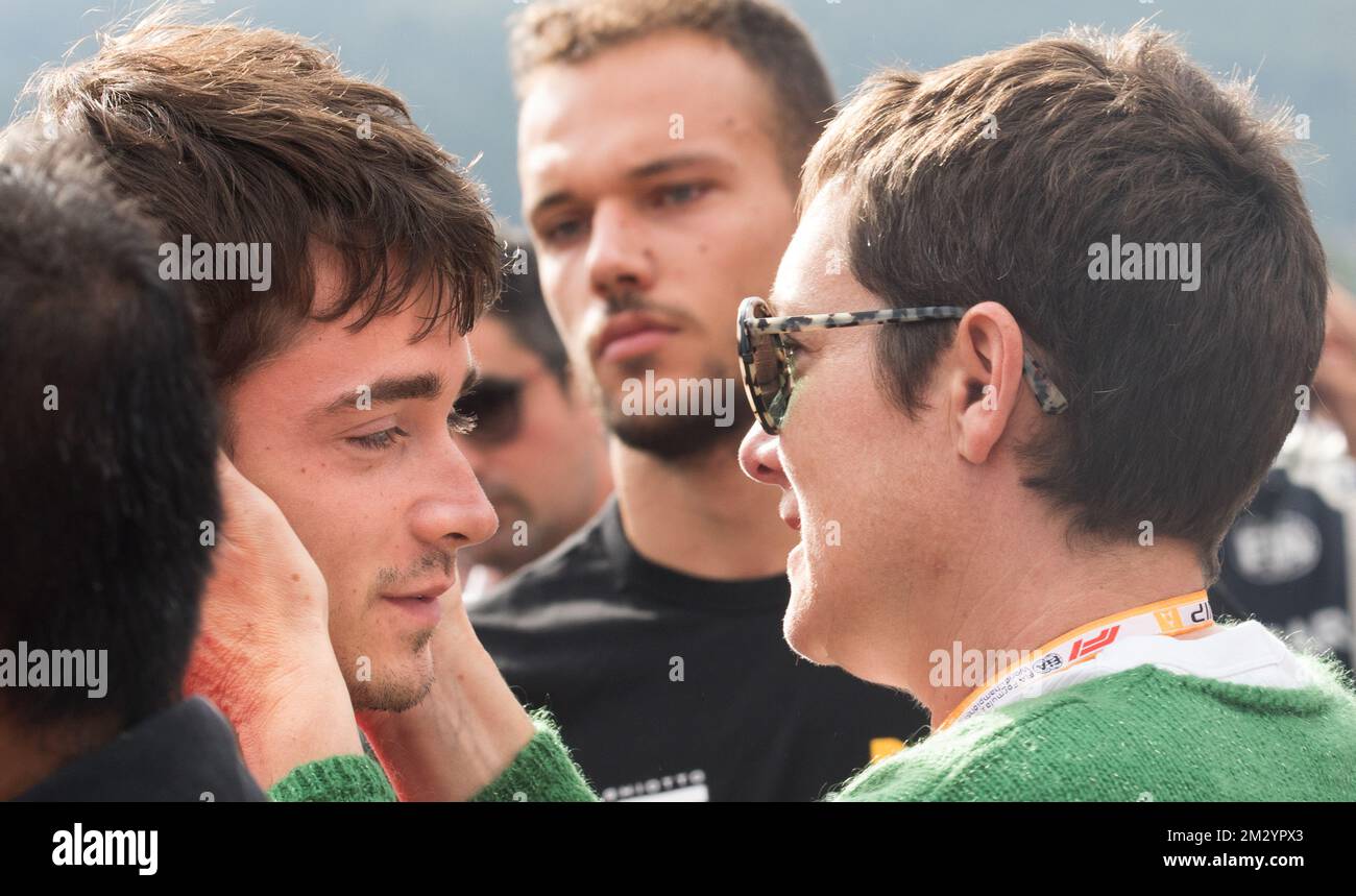 Ferrari's Monegasque driver Charles Leclerc and French driver Anthoine ...