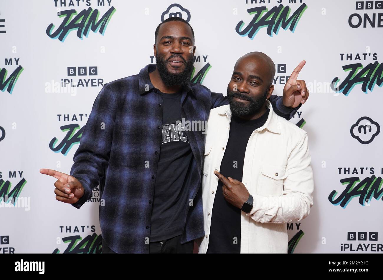 Mo Gilligan (left) and Melvin Odoom attend the That's My Jam photo call ...