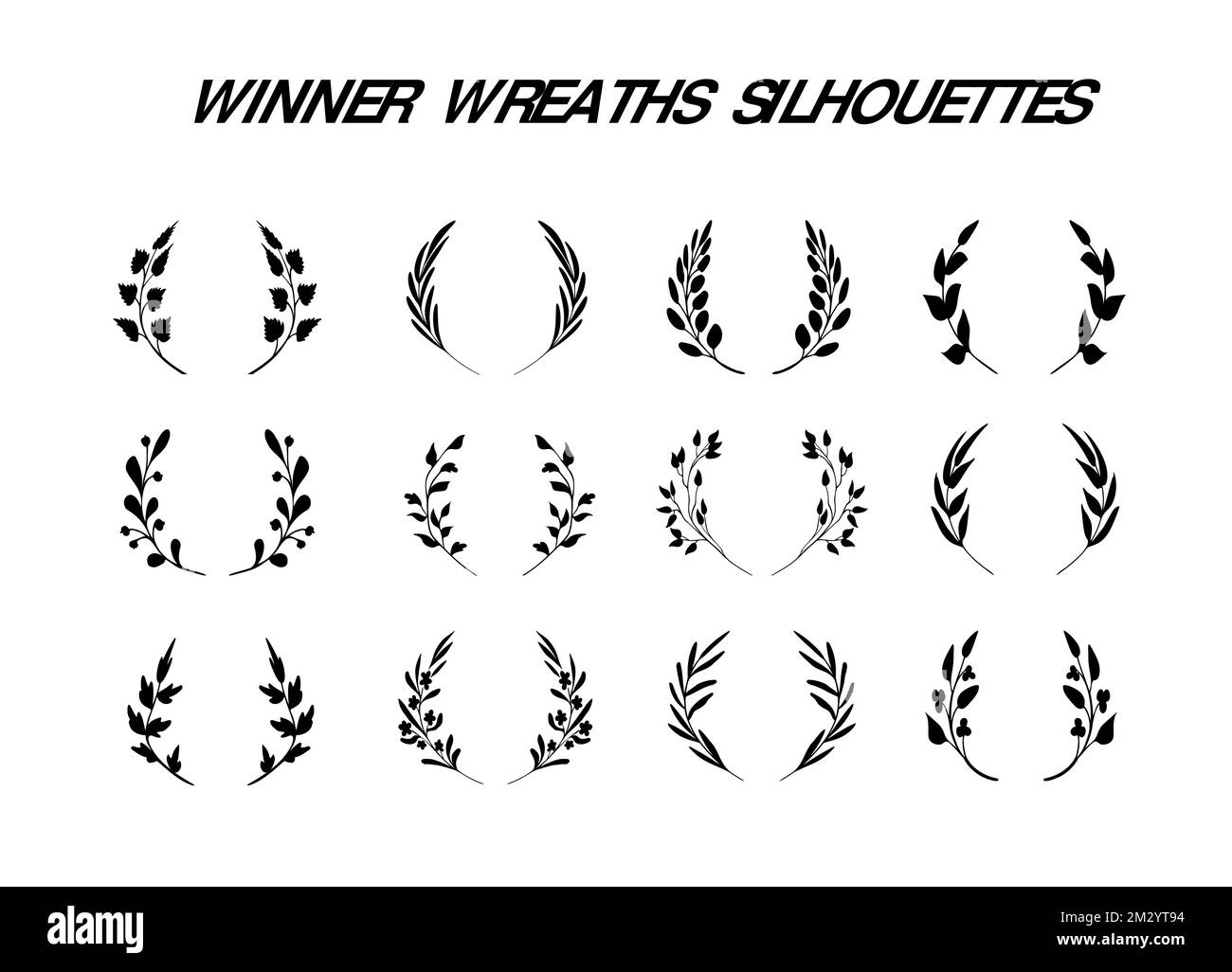 Victory wreath, laurel crown silhouette set Stock Vector Image & Art ...