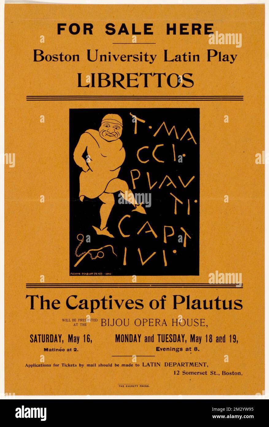 For sale here, Boston University Latin play librettos, the captives of ...