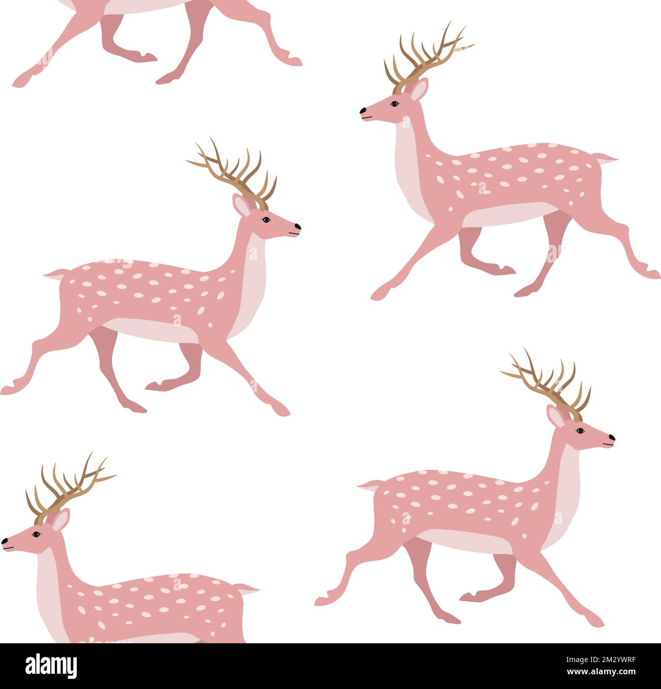 Vector seamless pattern of hand drawn pink deer Stock Vector Image ...