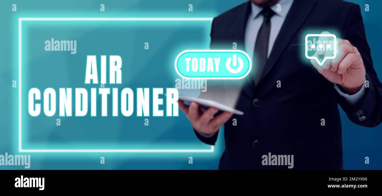 Text showing inspiration Air Conditioner. Business idea apparatus for ...