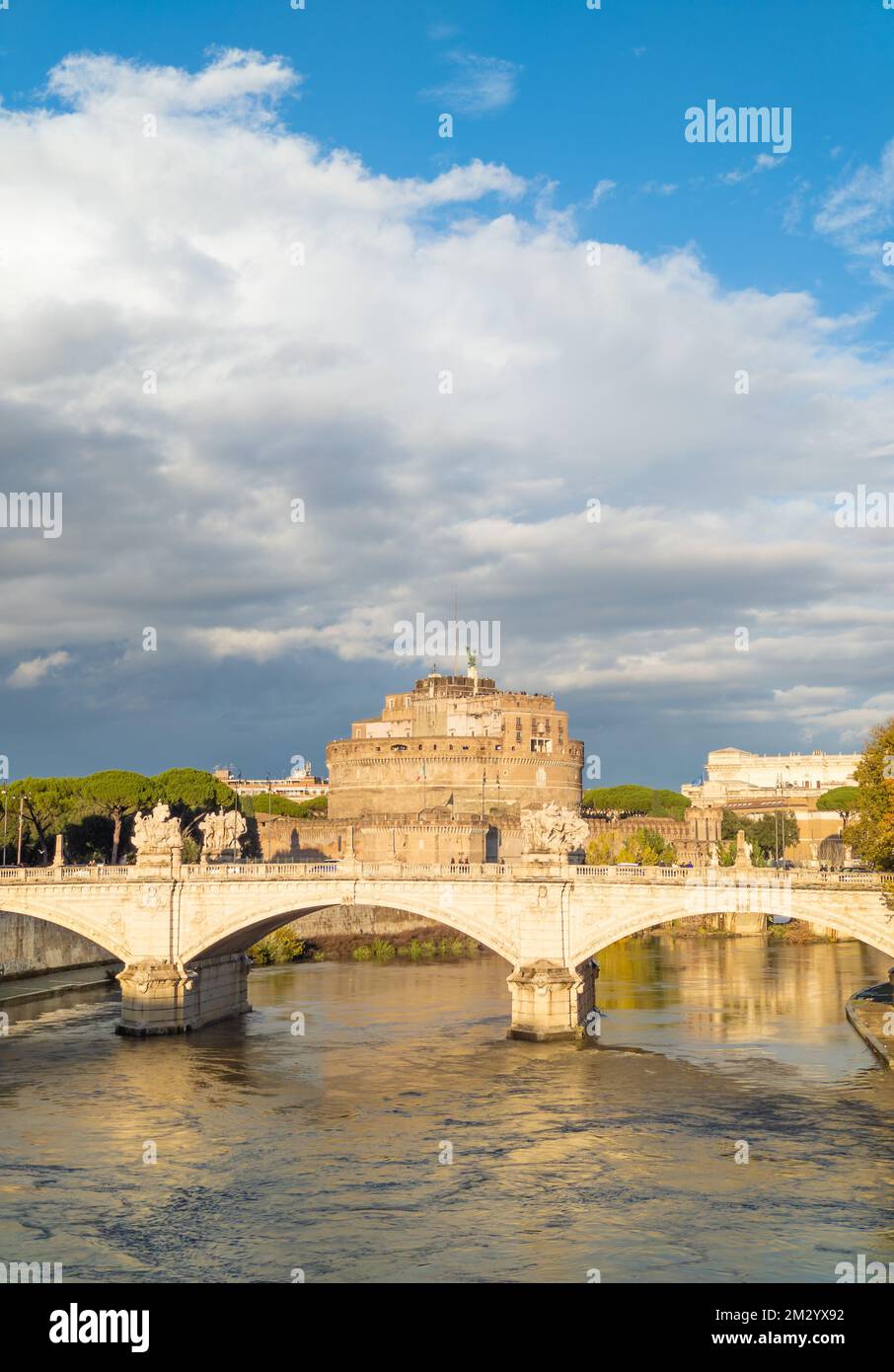Rome (Italy) - The Tiber river and the monumental Lungotevere street in ...