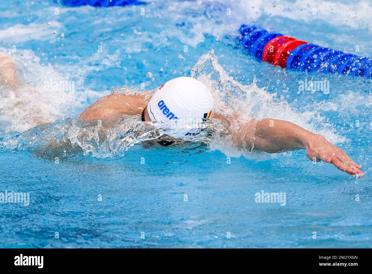 David Popovici of Romania competes in the 100m Freestyle Men Heats ...
