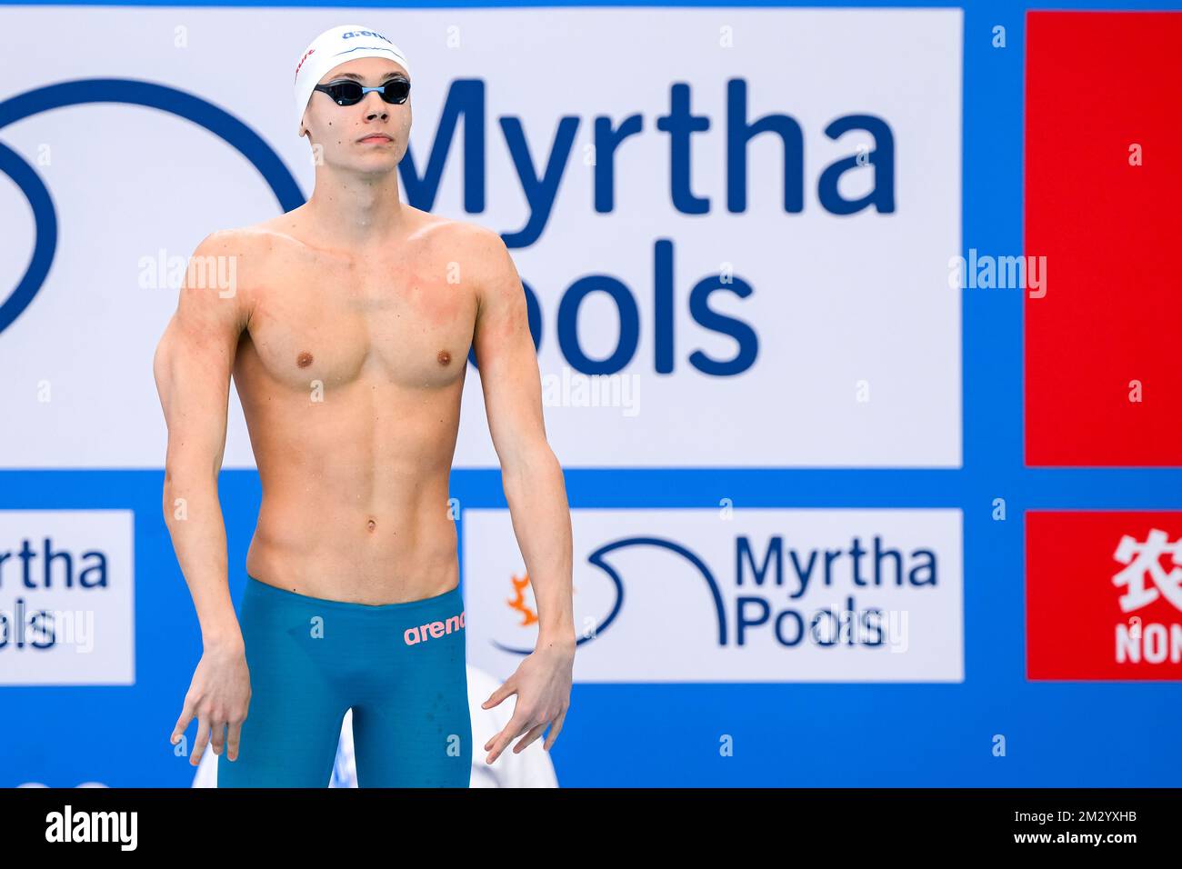 David Popovici of Romania prepares to compete in the 100m Freestyle Men ...