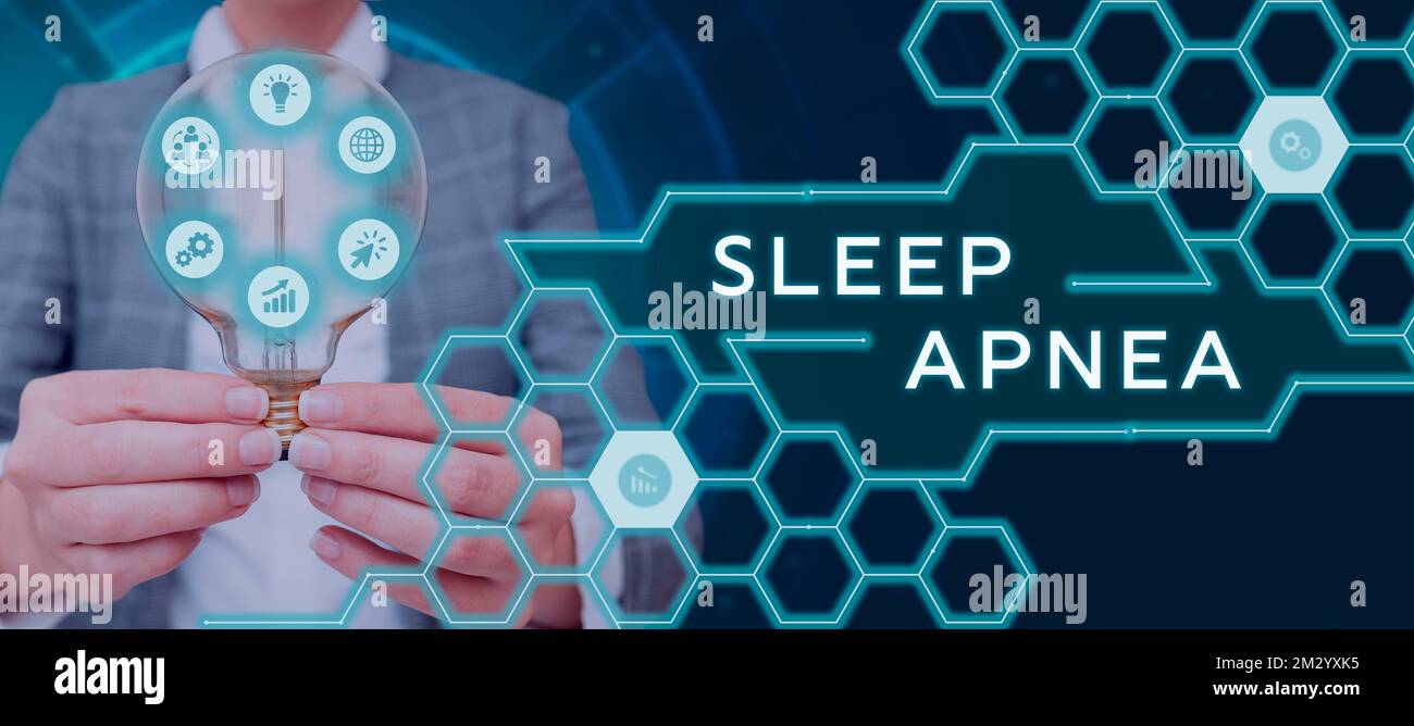 Text showing inspiration Sleep Apnea. Business showcase The temporary ...
