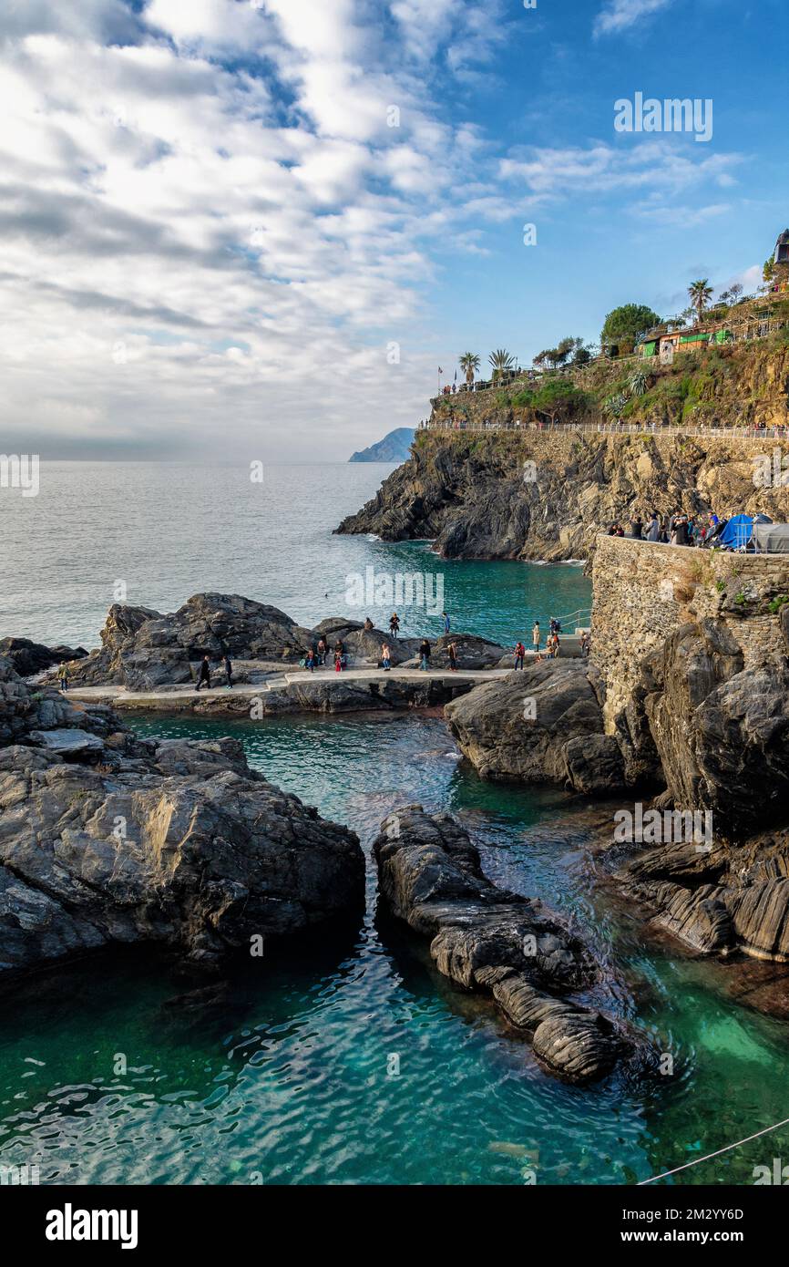The best panorama of Italy. Manarolla. Ligurian coast. Cinque Terre ...