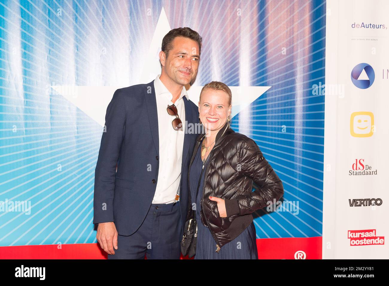 Actress Katrien Cools and her partner Mathias pictured during the ...