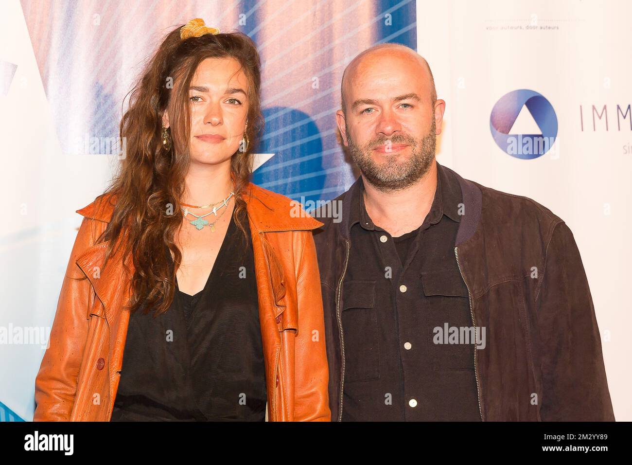 Director Raf Reyntjens and his partner pictured during the opening ...