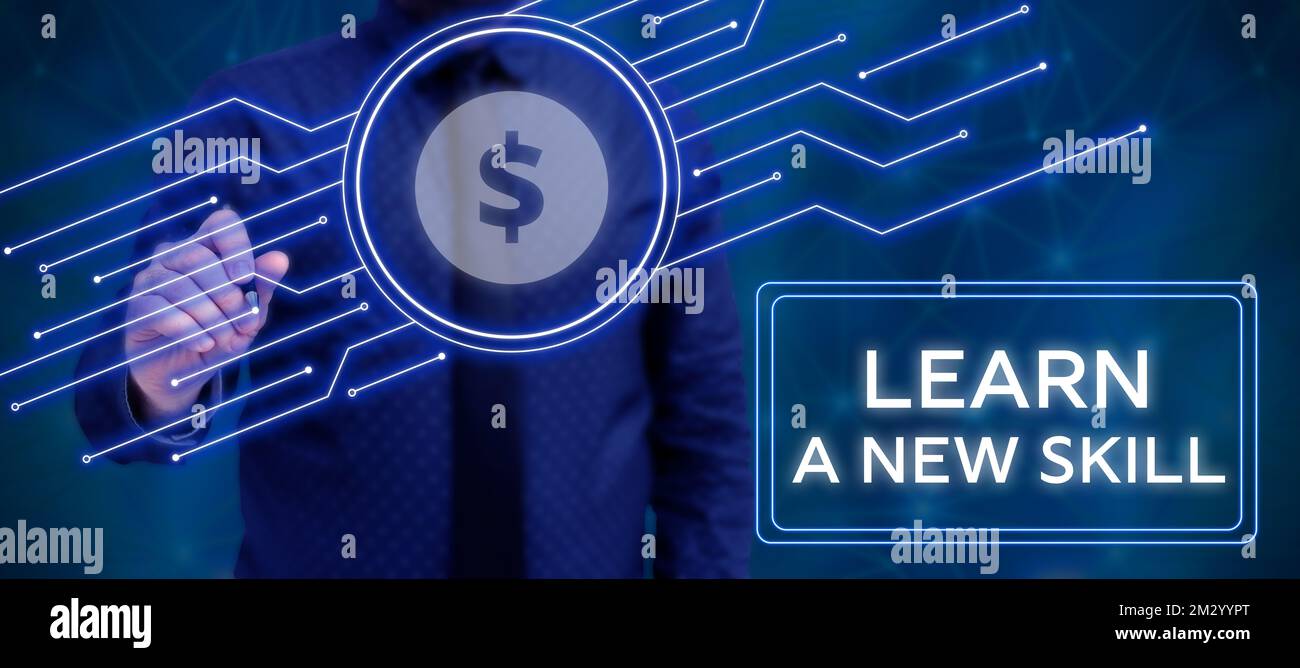 Text caption presenting Learn A New Skill. Business overview ...