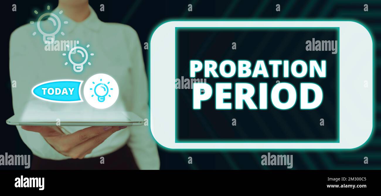 Text showing inspiration Probation Period. Word Written on focused and ...