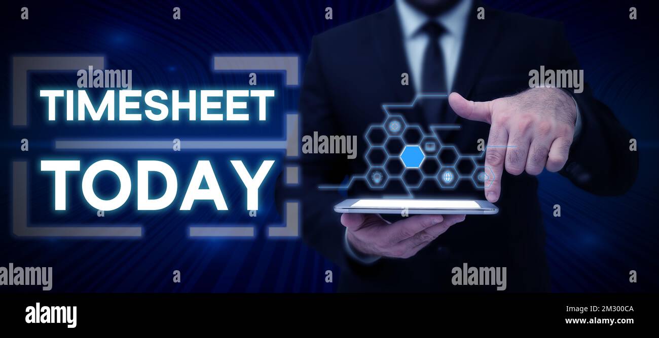 Text caption presenting Timesheet. Business idea graphical ...