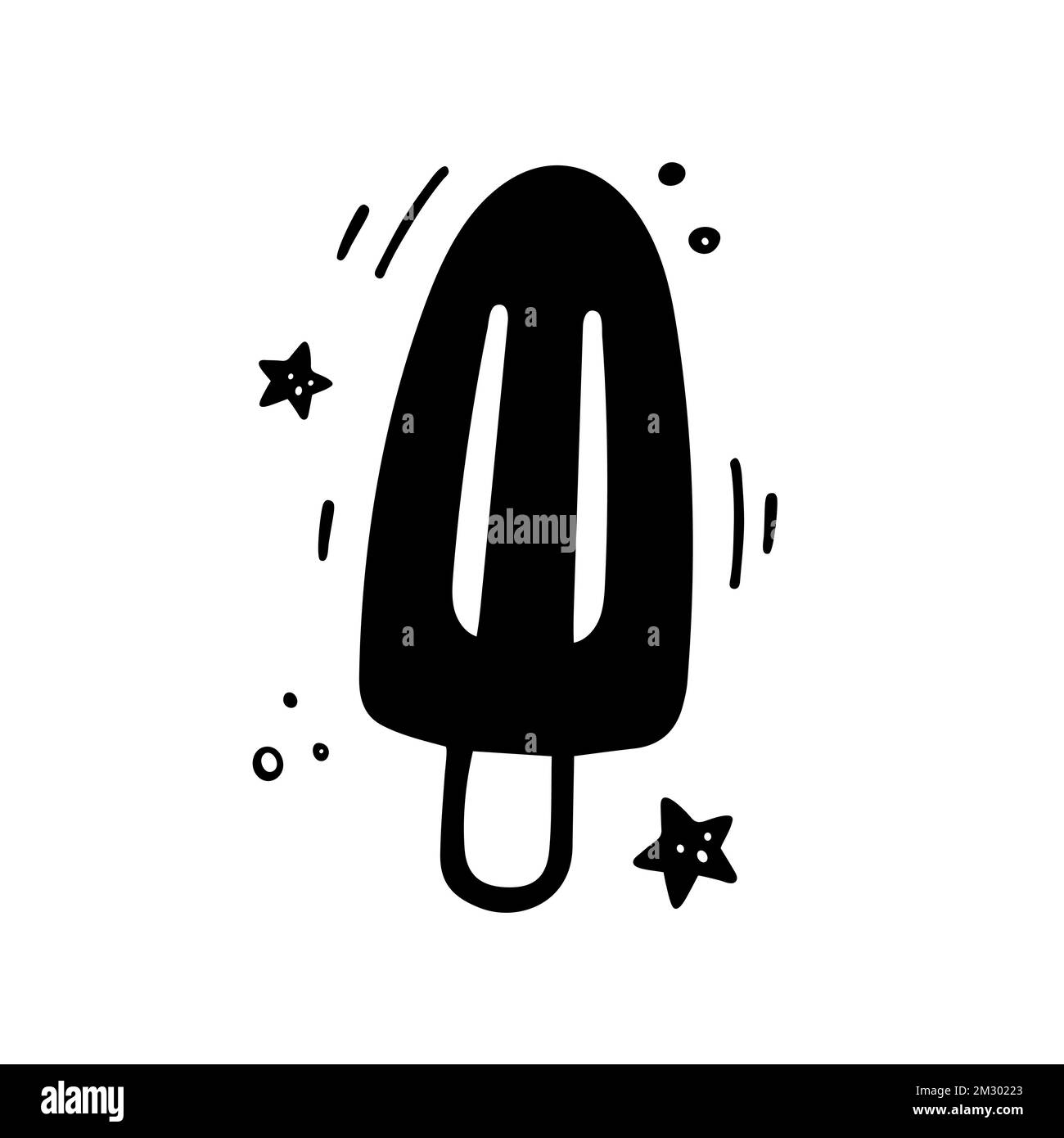 Hand Drawn Ice Cream Popsicle Fast Food Illustration In Doodle Style