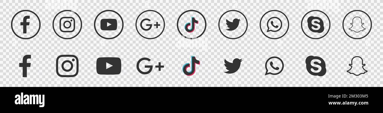 Social media icon or social network logos flat vector icon set ...