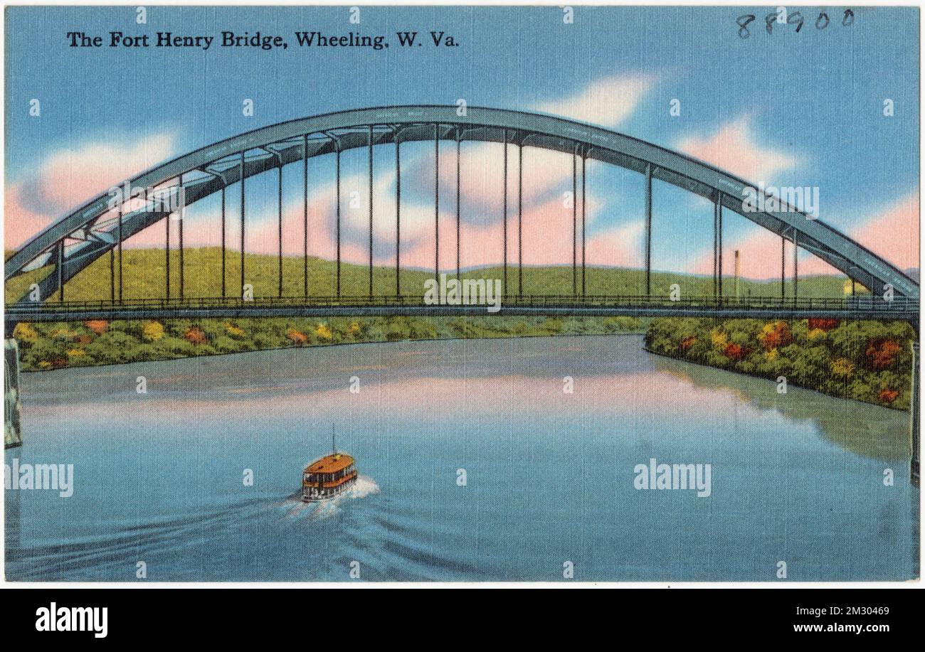 The Fort Henry Bridge, Wheeling, W. Va. , Bridges, Tichnor Brothers Collection, postcards of the ...
