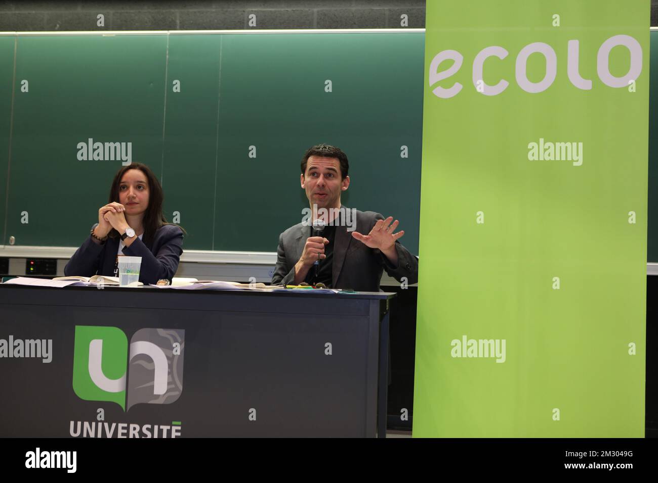 Ecolo's newly elected co-chairwoman Rajae Maouane and Ecolo co-chairman ...