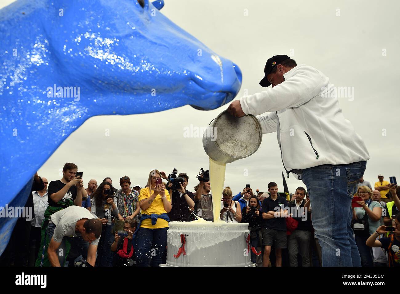 Illustration shows a protest action and commemoration of the 2009 milk ...