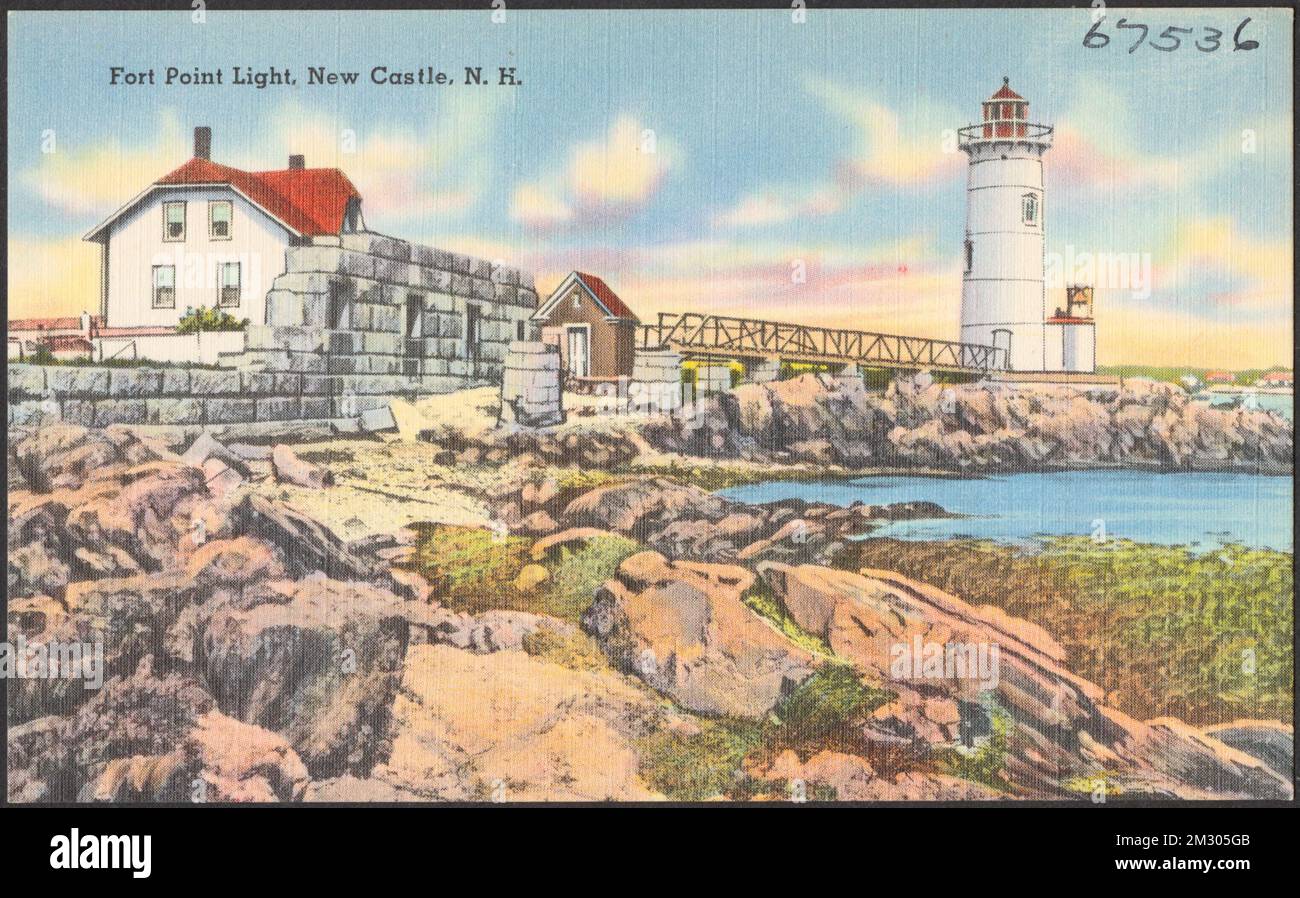 Fort Point Light, New Castle, N. H. , Lighthouses, Tichnor Brothers ...