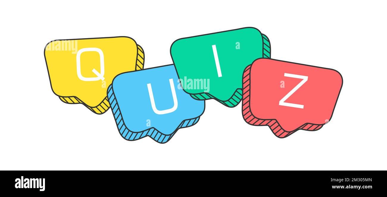 Quiz logo with speech bubble symbols, concept of questionnaire show ...